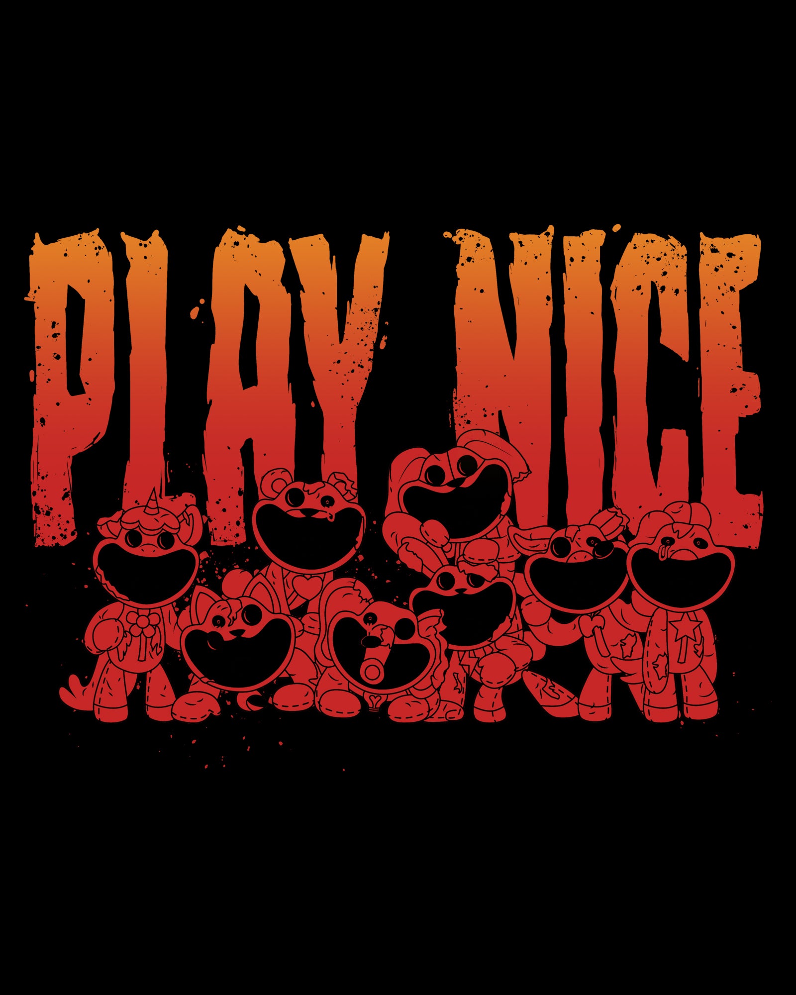 Play Nice Ruined Smiling Critters Black Drawstring Hoodie – Poppy ...